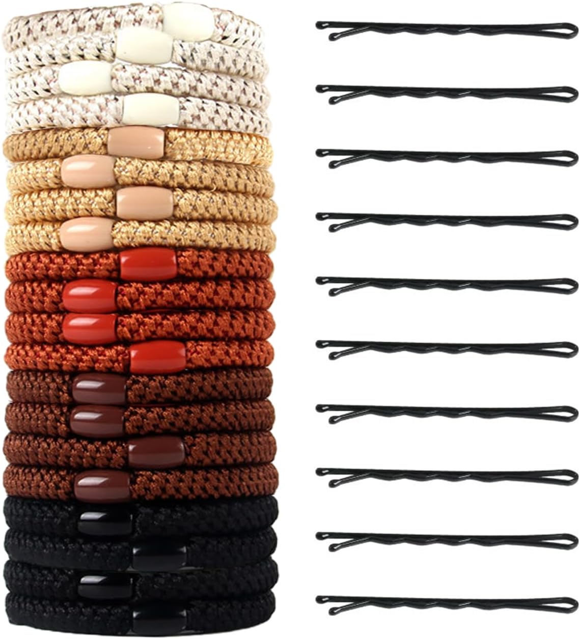 20 Pcs Elastic Hair Ties With 10 Pcs Wave Bob Clips, Elastic Hair Ties ...