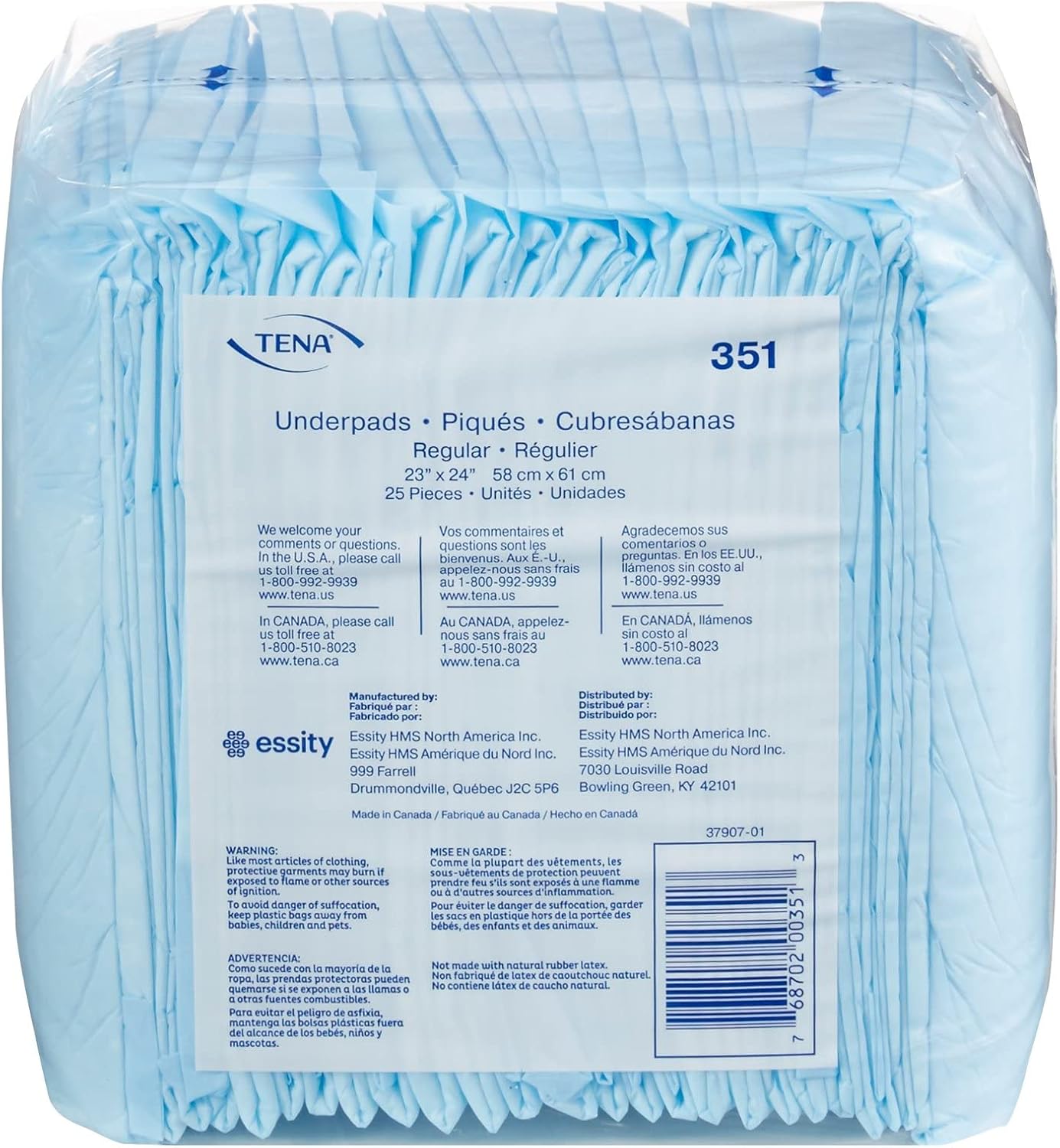 Amazon.com: TENA Regular Disposable Underpad Fluff 23 x 24" 351 25 pads ...