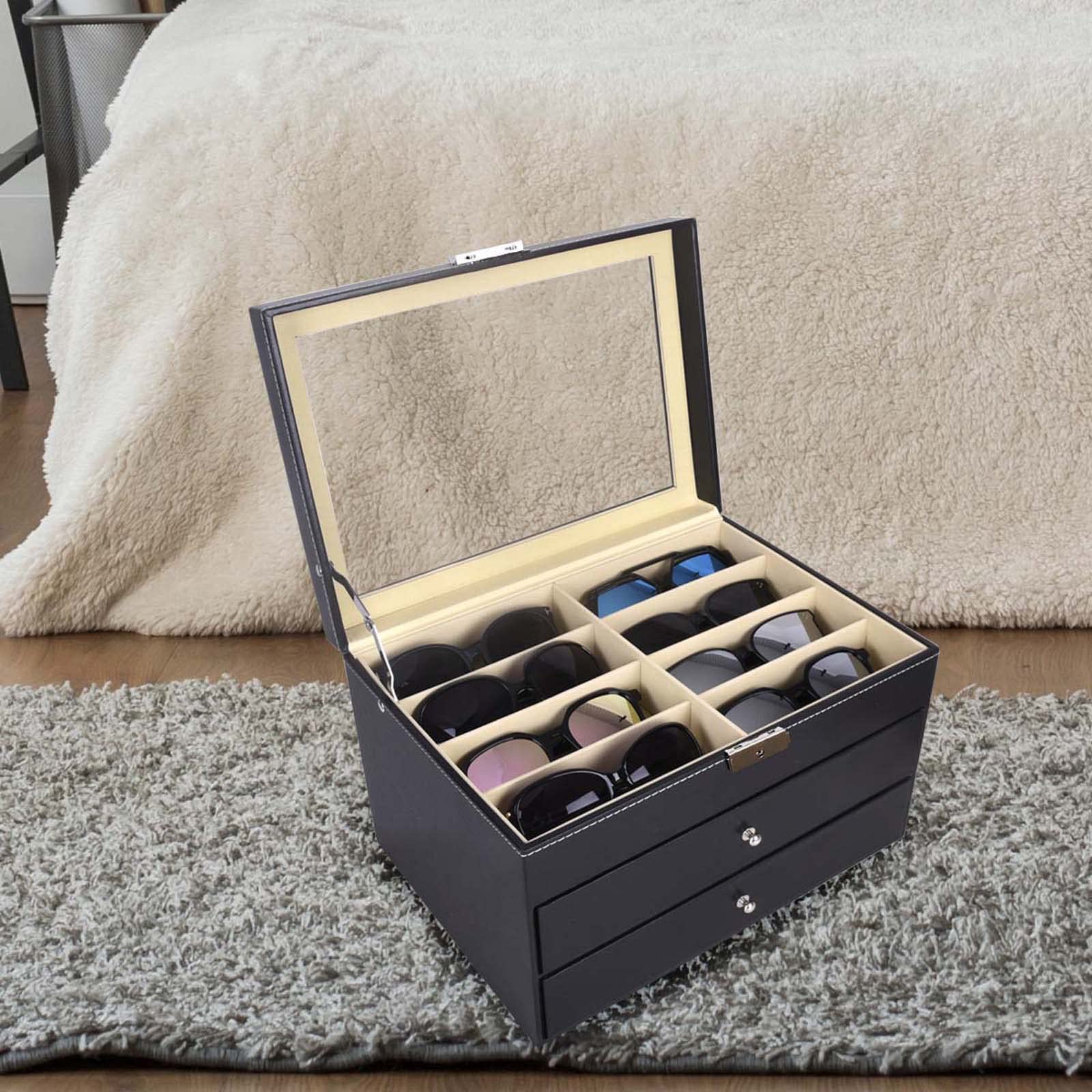 AUTOARK Leather 24 Piece Eyeglasses Storage and Sunglass Glasses ...