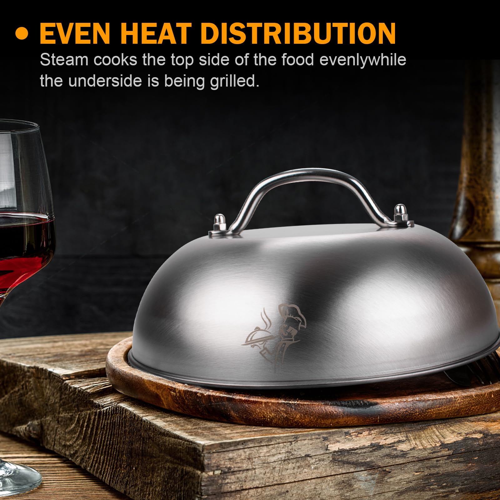 Grill Dome Cover Lifespace Stainless Steel Cheese Melting Dome
