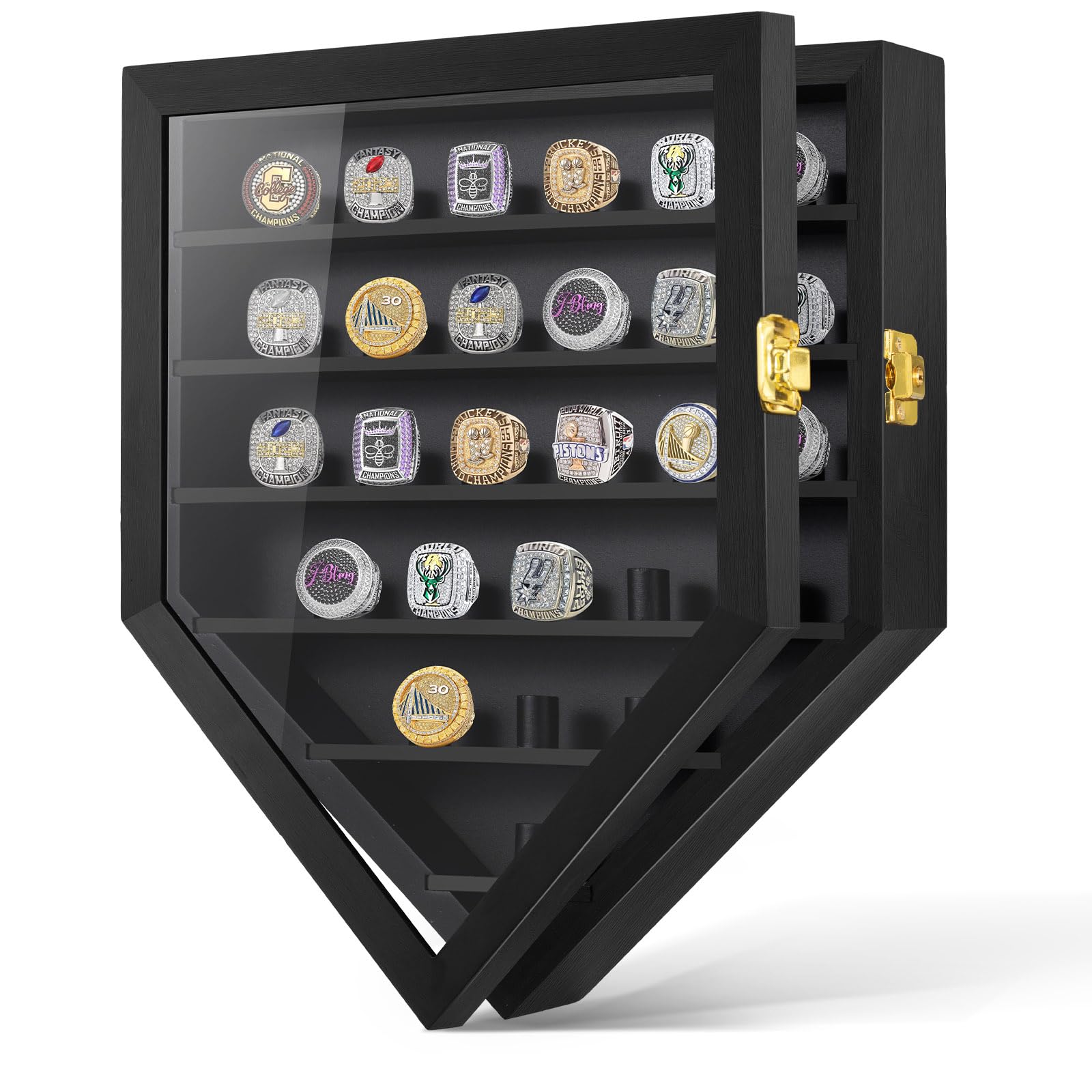 Amazon.com: Kacorn Championship Ring Display Case, 27 Ring Posts Sports ...