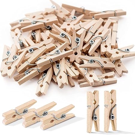 Mini Wooden Pegs - 100pcs Mini Pegs for Decorative Photo Wall - 25mm ...