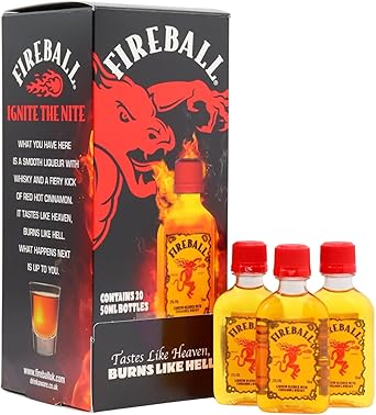 Fireball - Cinnamon Miniatures Party Pack 20 x 5cl - Whisky Liqueur 5cl ...