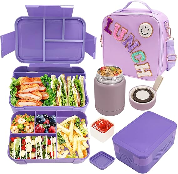 Amazon.com: Preppy Lunch Box for Girls with 10oz Thermo, with 6 ...