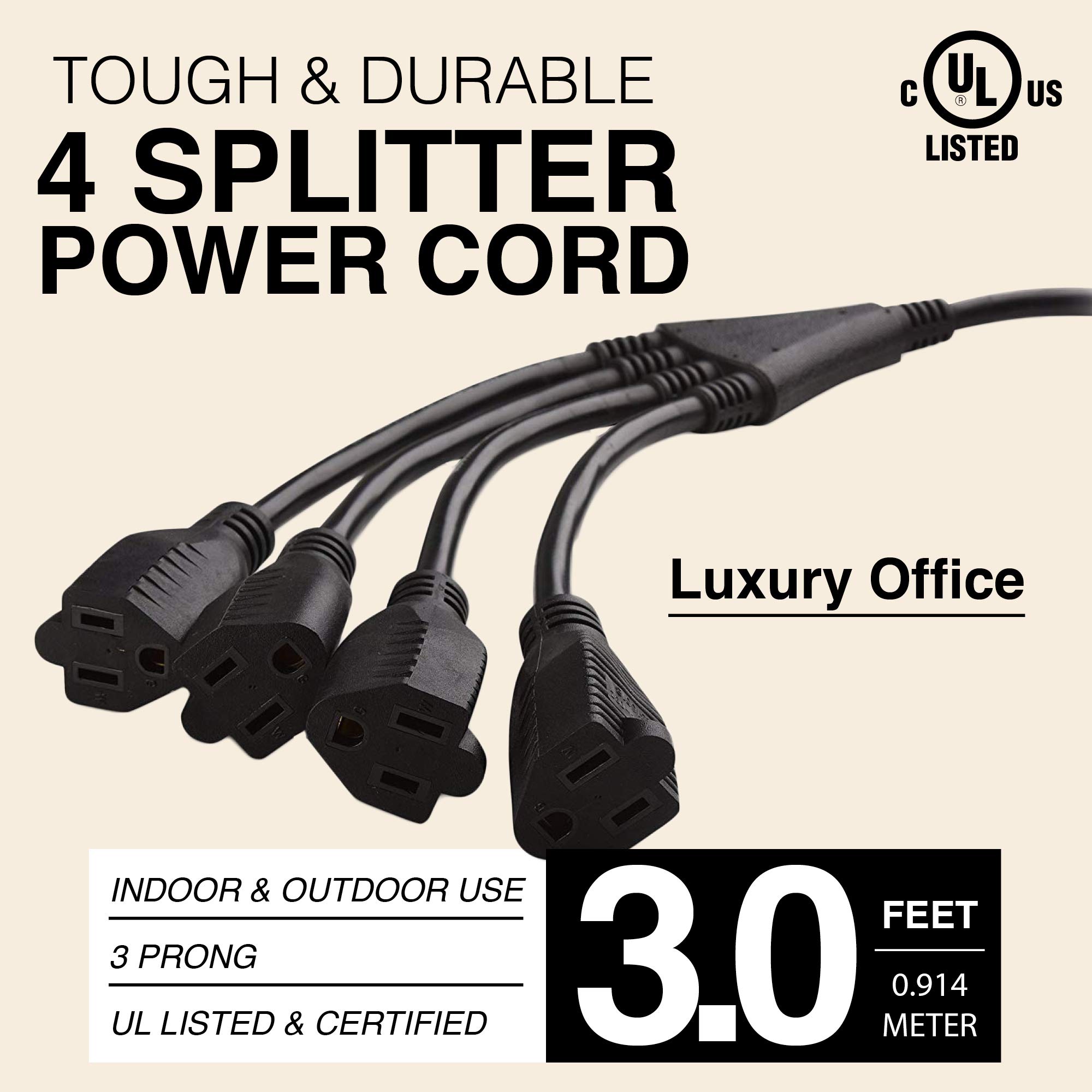 Snapklik.com : 4 Way Power Splitter - 1 To 4 Extension Cord Splitter, 3 ...