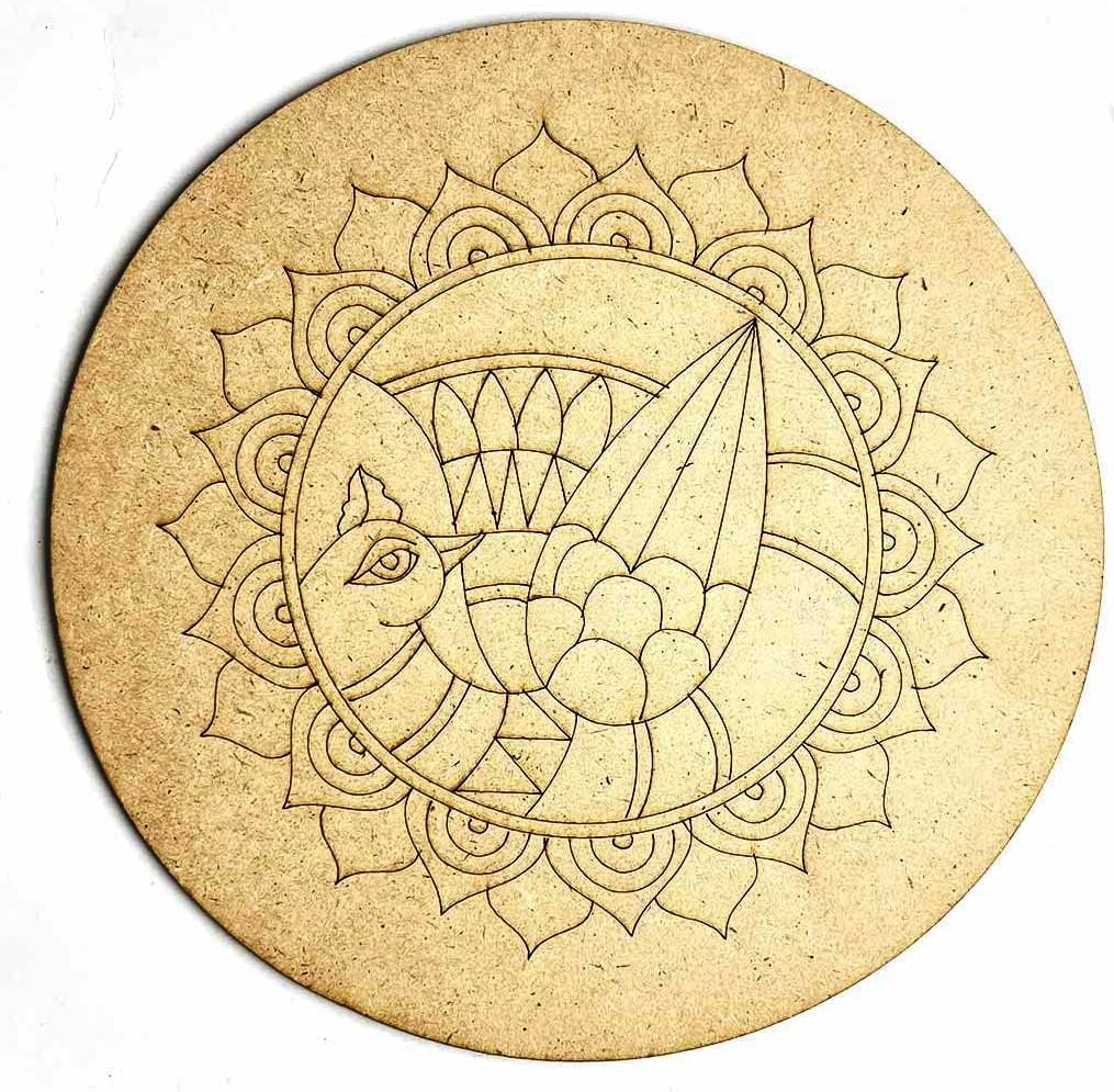 Amazon.com: Peacock Design Feet Pre Marked Design Round MDF Board Laser ...