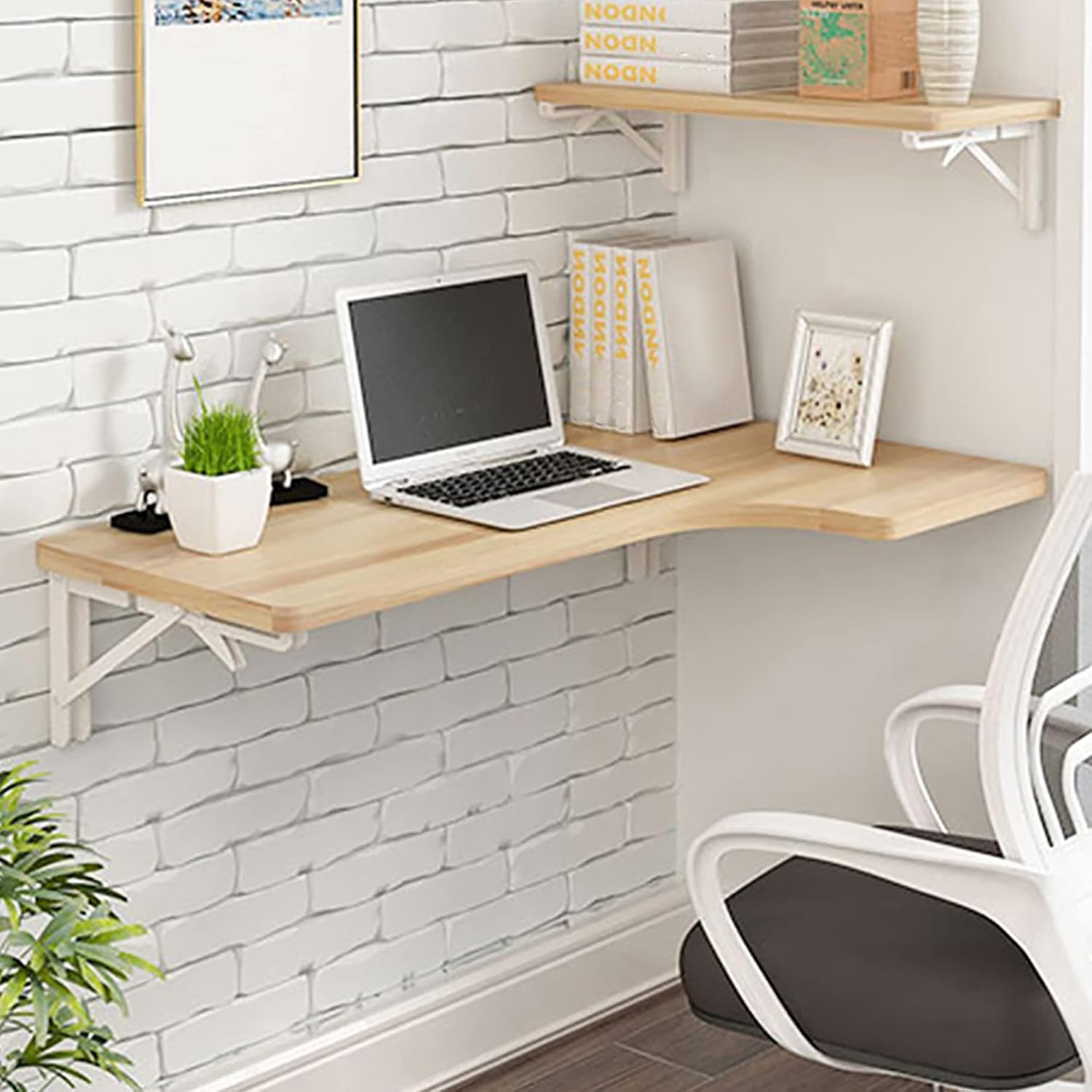 Space-Saving White Wall Mounted Folding L-Type Corner Table ...