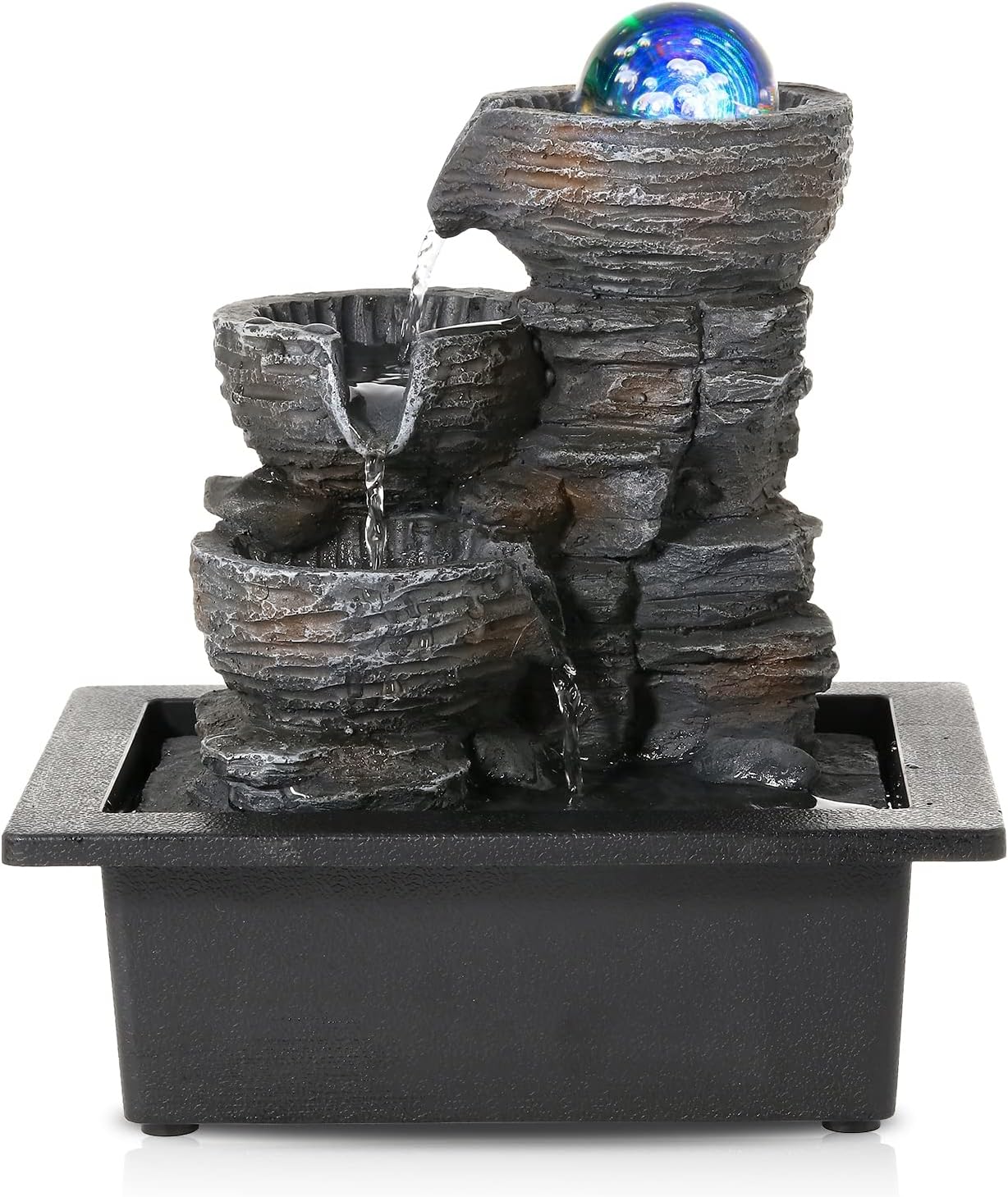 Amazon.de: Zimmerbrunnen,Tischbrunnen Springbrunnen mit LED Beleuchtung ...