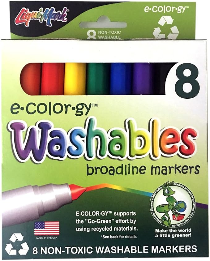 Amazon.com: LIQUI-MARK Washable Markers, 0.5mm, Red, Blue, Green, Black ...
