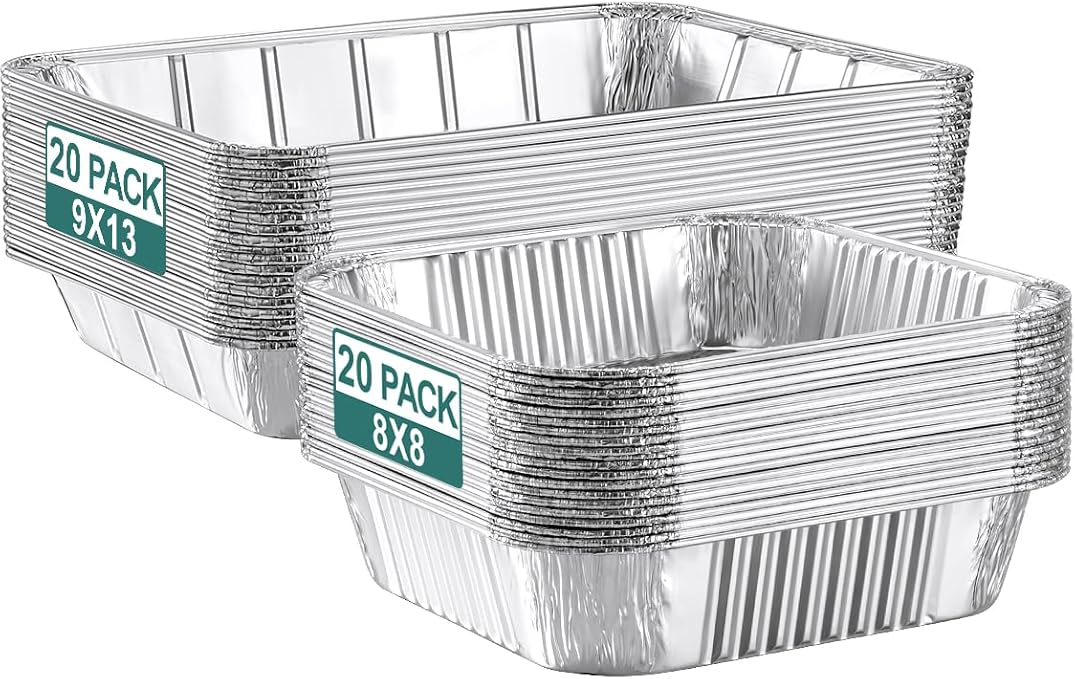 Amazon.com: NEEBAKE 40 Pack Disposable Aluminum Pans Combo Set - 20 ...