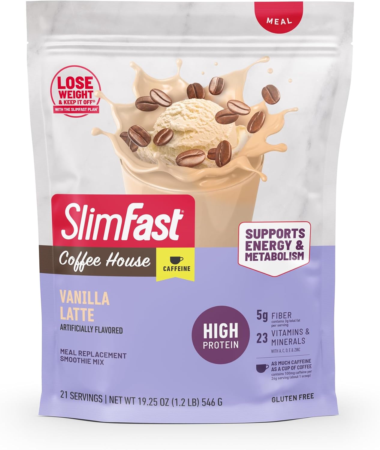 Amazon.com: SlimFast High Protein Meal Replacement Powder, Caffeine ...