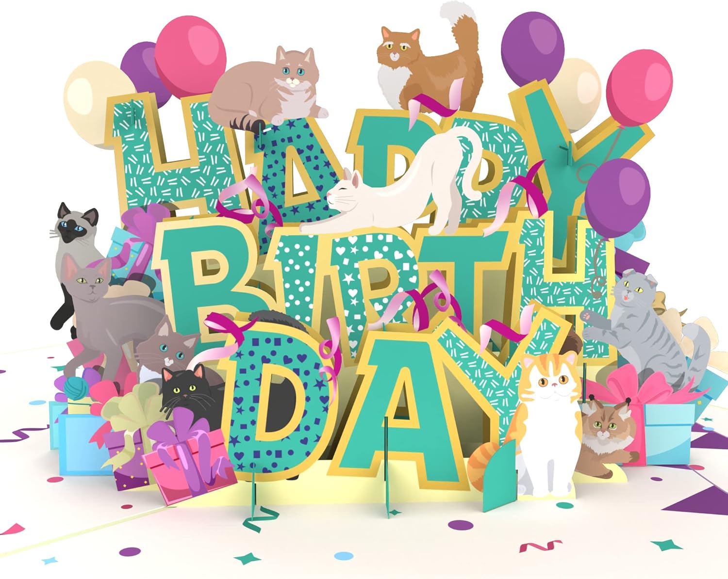 MOKIO® Carte d'Anniversaire Pop-Up – Happy Birthday Chats – Carte ...