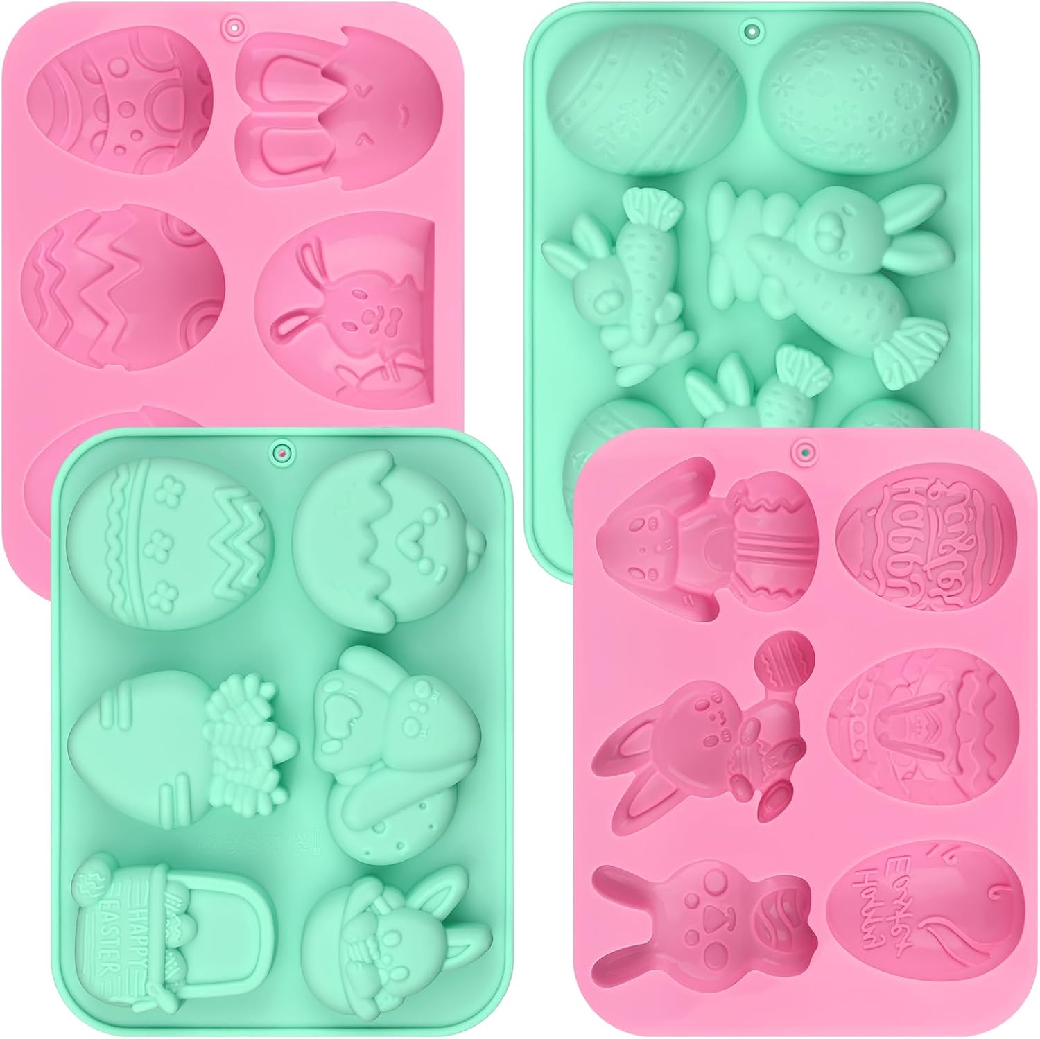 Actvty Easter Egg Molds, 4 Packs Easter Chocolate Molds, Bunny Half Egg ...