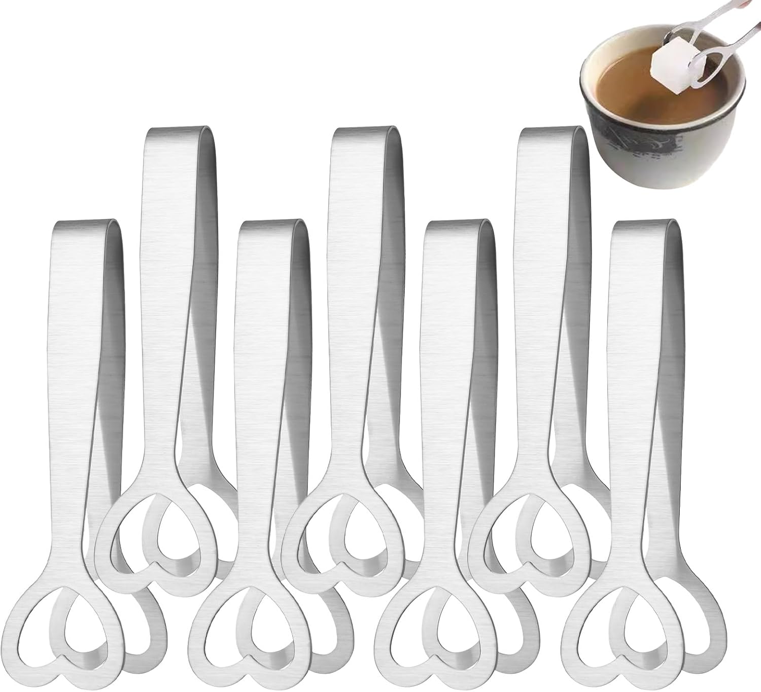 7 Pcs Sweet Tongs Mini Serving Tongs Stainless Steel Sugar Tongs ...