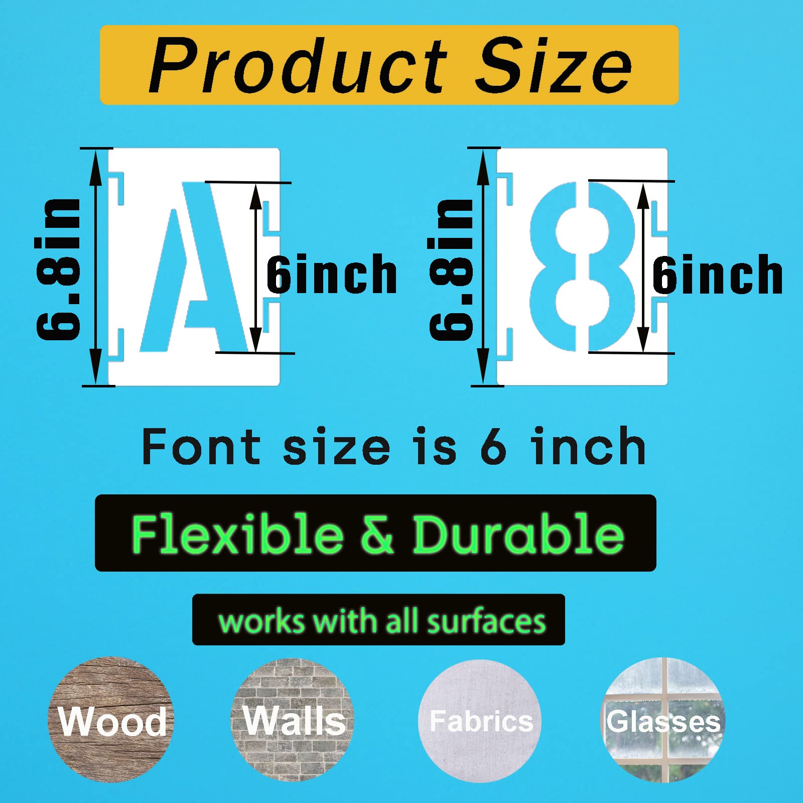 Snapklik.com : 6 Inch Letter Stencils Numbers Craft Stencils, 42 Pcs ...