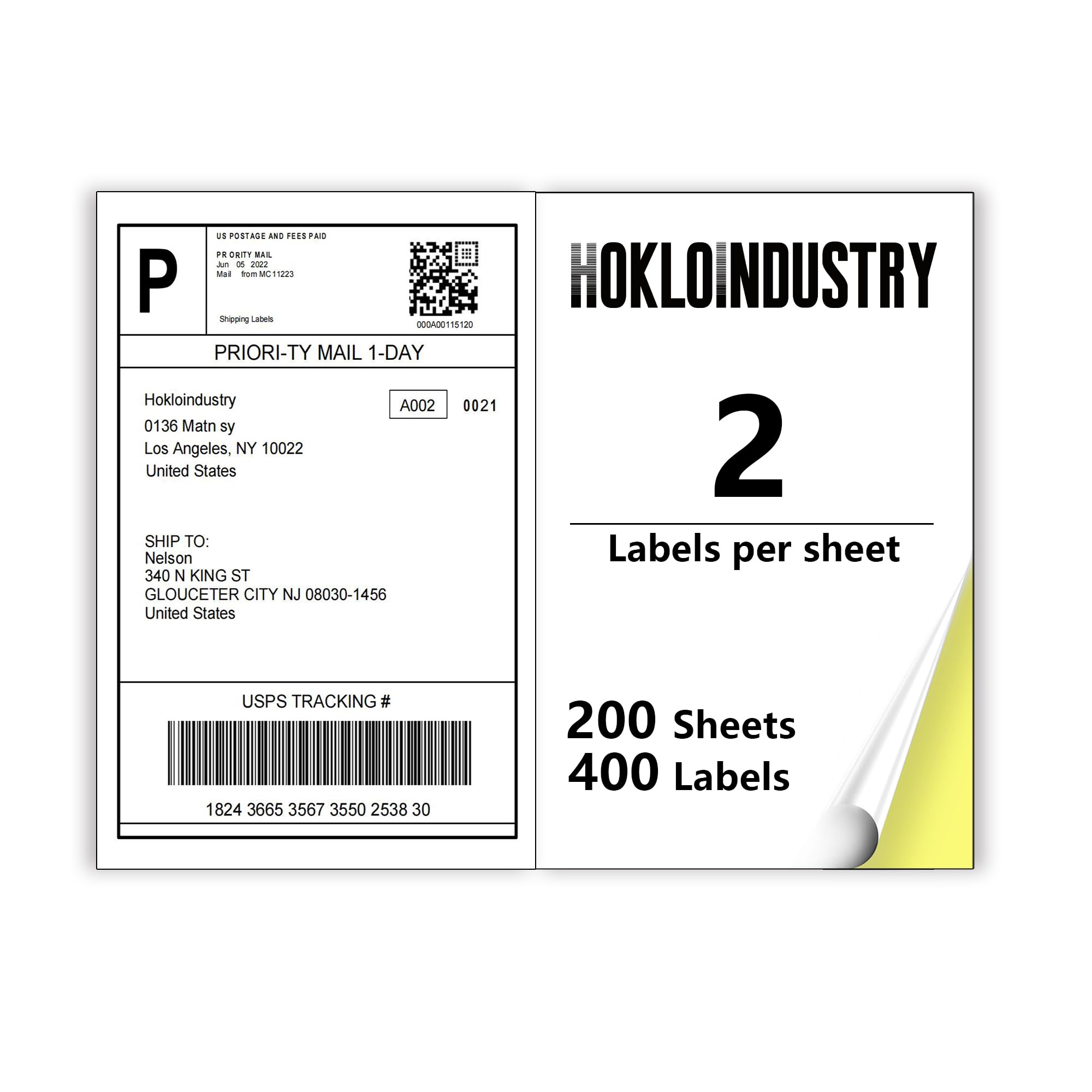 Amazon.com : HokLoindustry Half Sheet Labels(200 Sheet,400 Labels ...