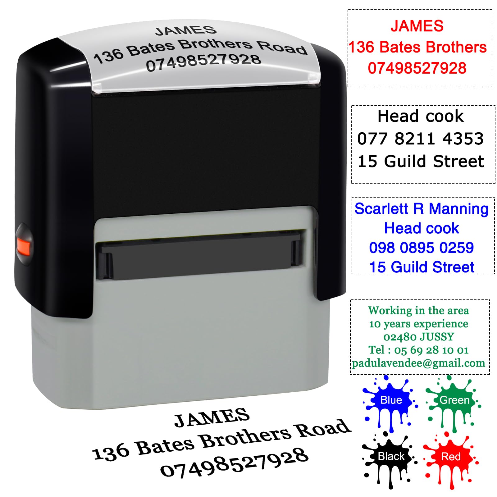 Personalized Stamp Custom Self-Inking Business Address Rubber Stamps ...
