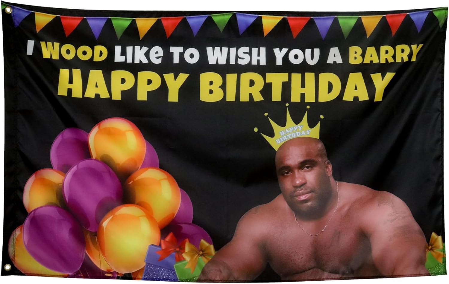 Amazon.com : Seekamit Barry Wood Happy Birhtday Flag Cool Funny Flags ...