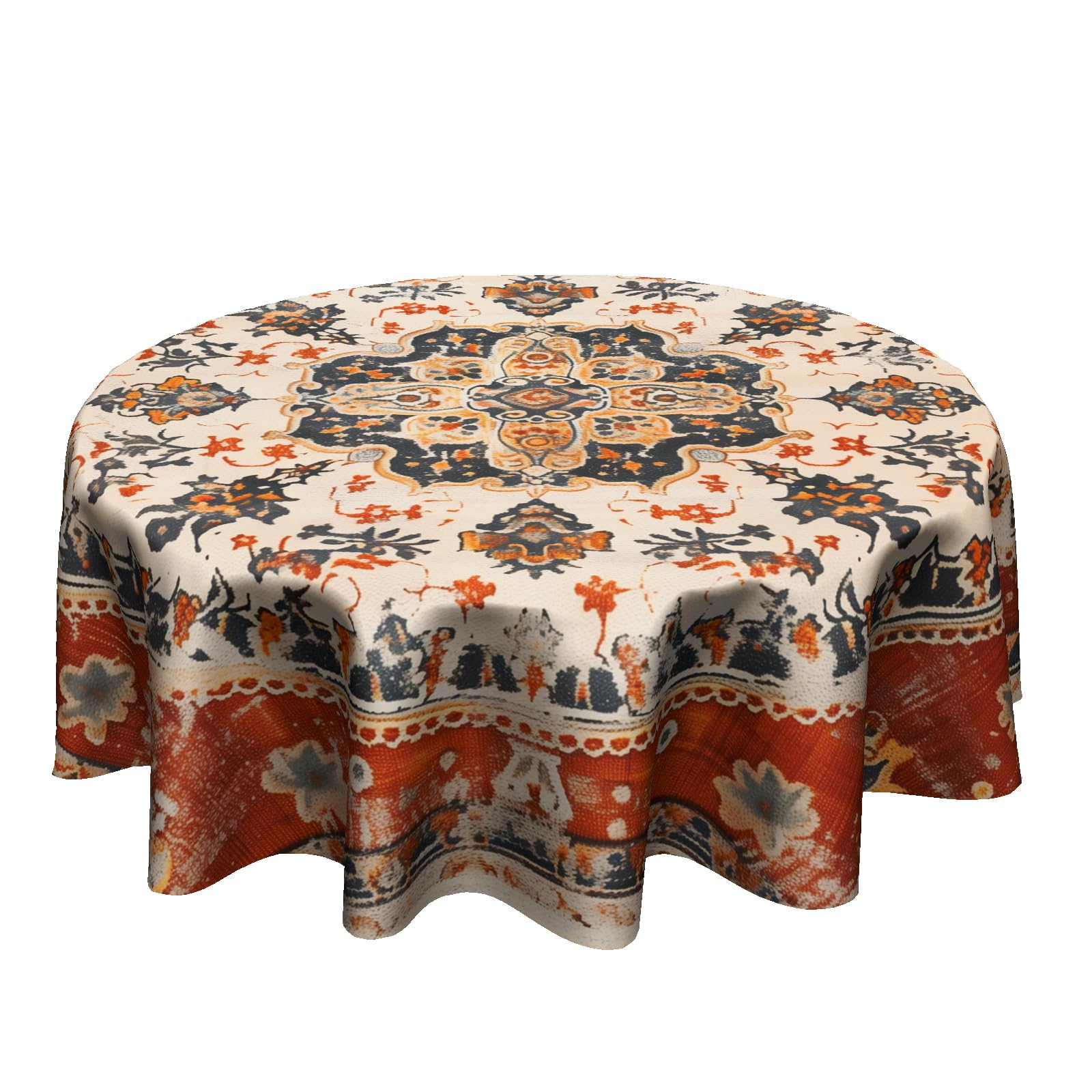 Amazon.com: Giwawa Ethnic Boho Tablecloth Round 60 Inch Rust Coral ...