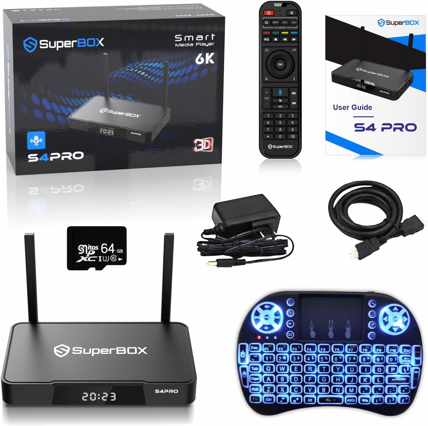 Vendedor autorizado 2023 Super Box S4 PRO TV Box con control remoto por voz, instrucciones ...