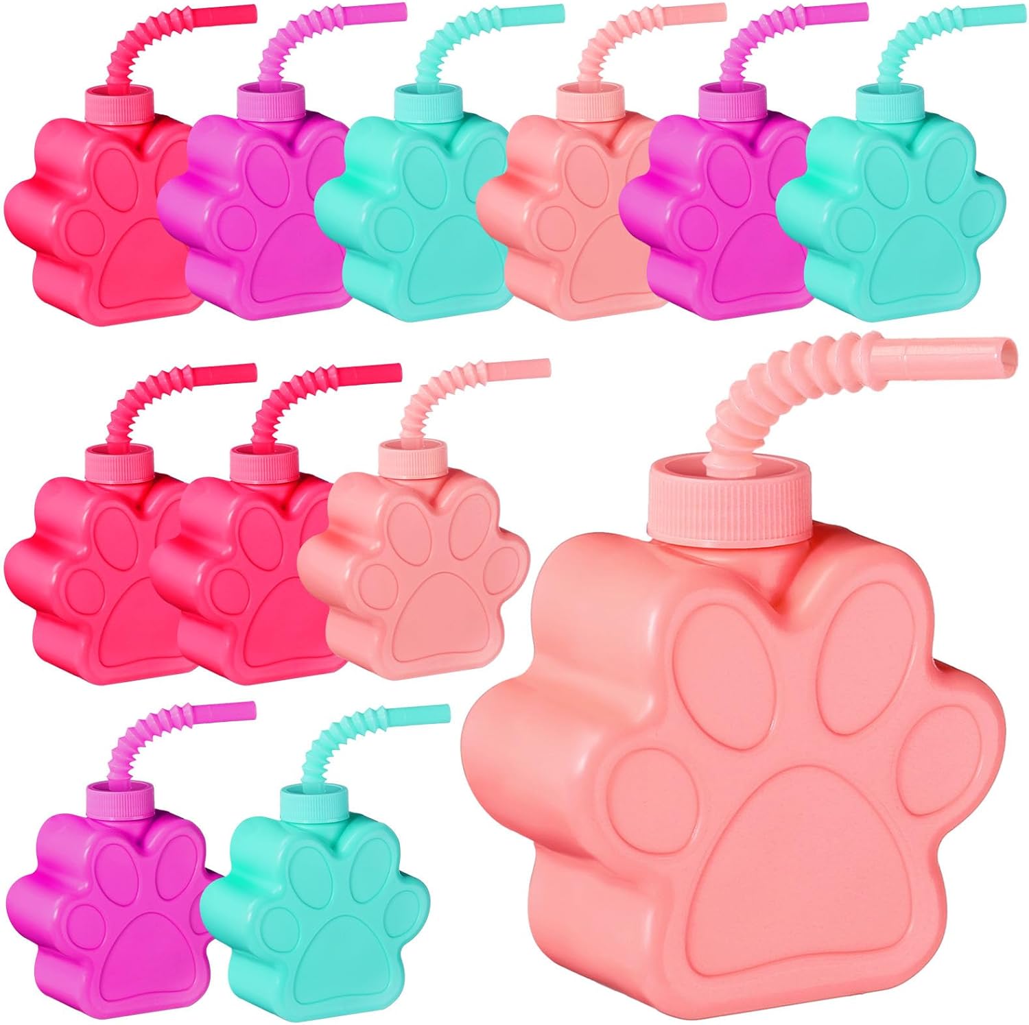 Amazon.com: Sratte Dog Paw Cups 10 oz Bulk Puppy Paw Print Theme Cups ...