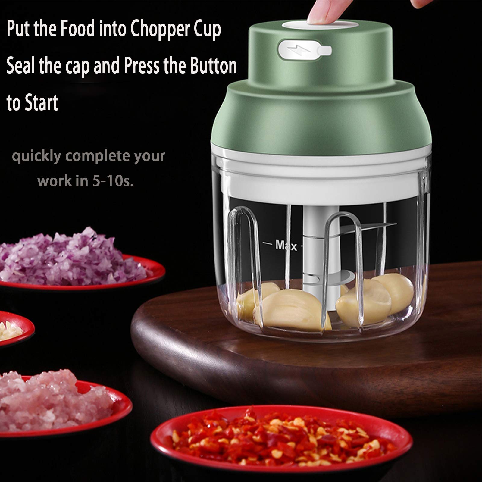Snapklik.com : Electric Mini Food Chopper,250ML Portable Garlic Chopper