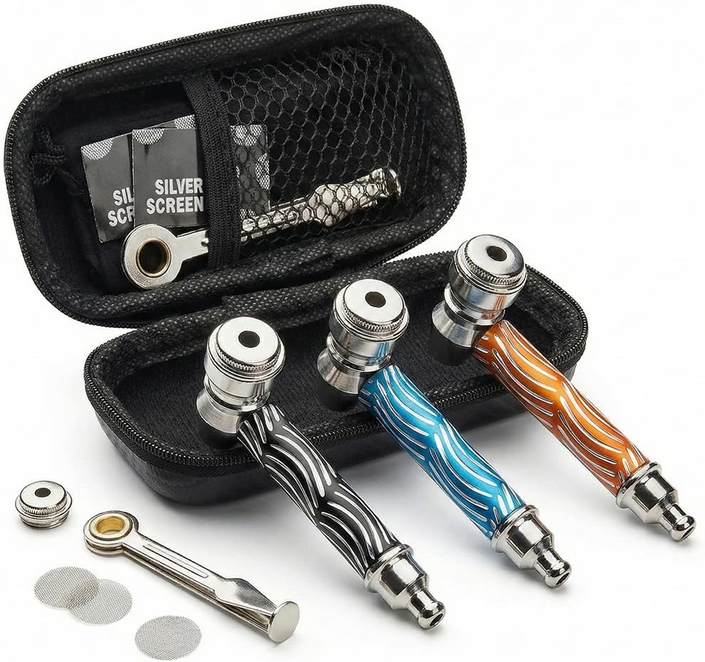 Amazon.com: 3Pack 3.2 Inch Short Metal Tobacco Pipe With Cleaner Tamper ...