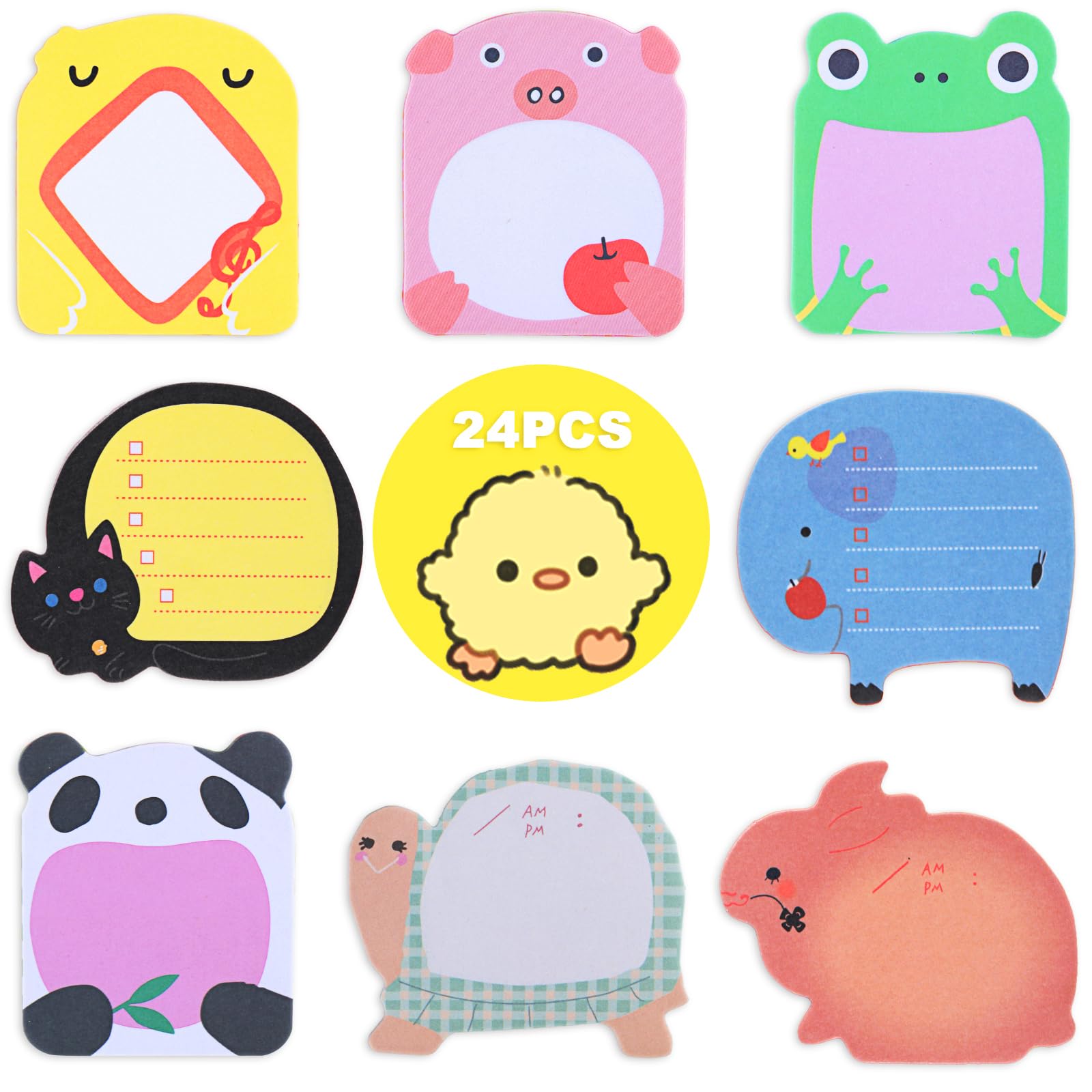 Bunt Cartoon Tiere Haftnotizen, 24 Paket Süße Sticky Notes ...