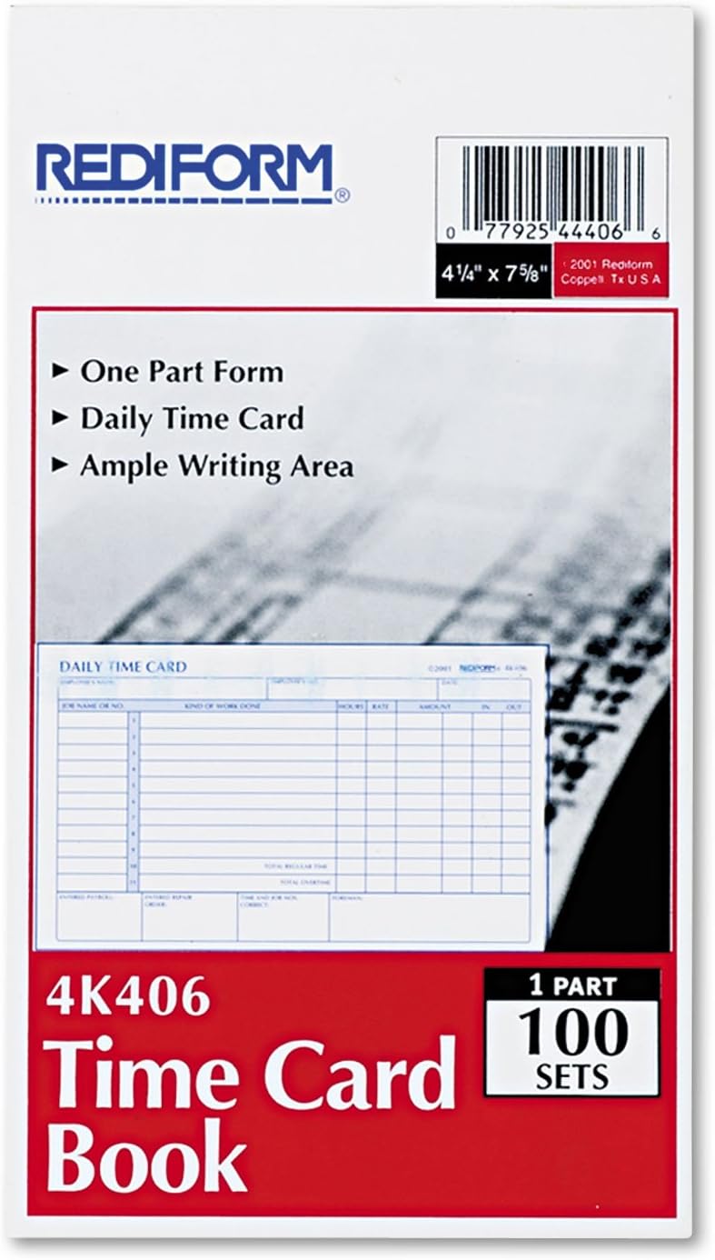 Amazon.com : Rediform 4K406 Employee Time Card Daily Two-Sided 4-1/4 x ...