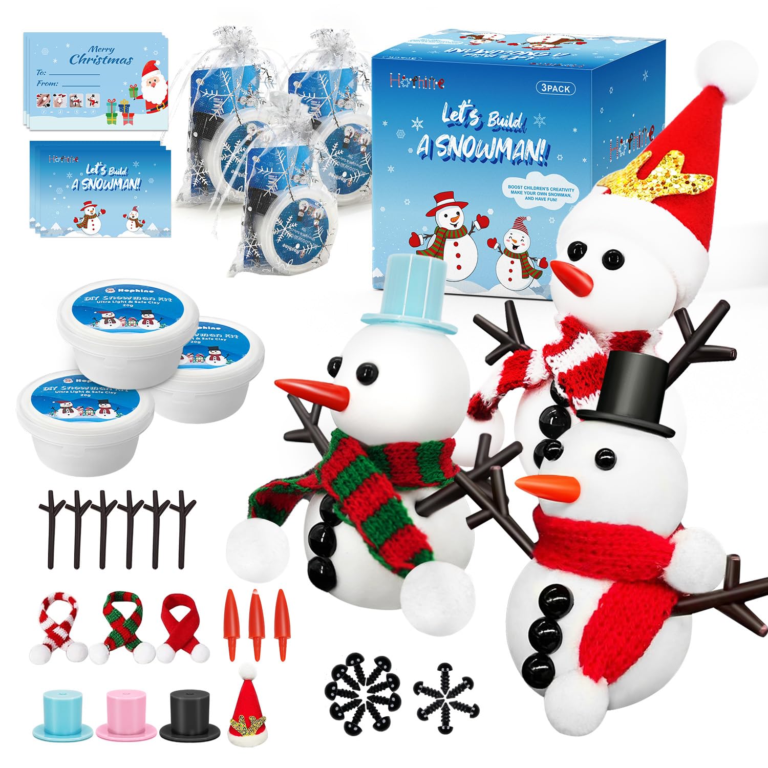 Amazon.com: Hophine 3Pack Build a Snowman Kit – DIY Molding Clay ...
