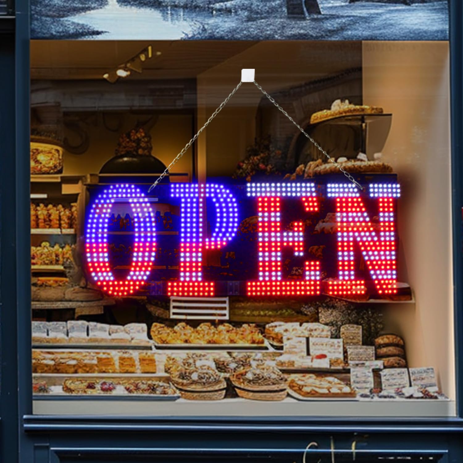 USA Flag LED Open Sign, 30"x10" Large Open Signs for Business, Ultra ...