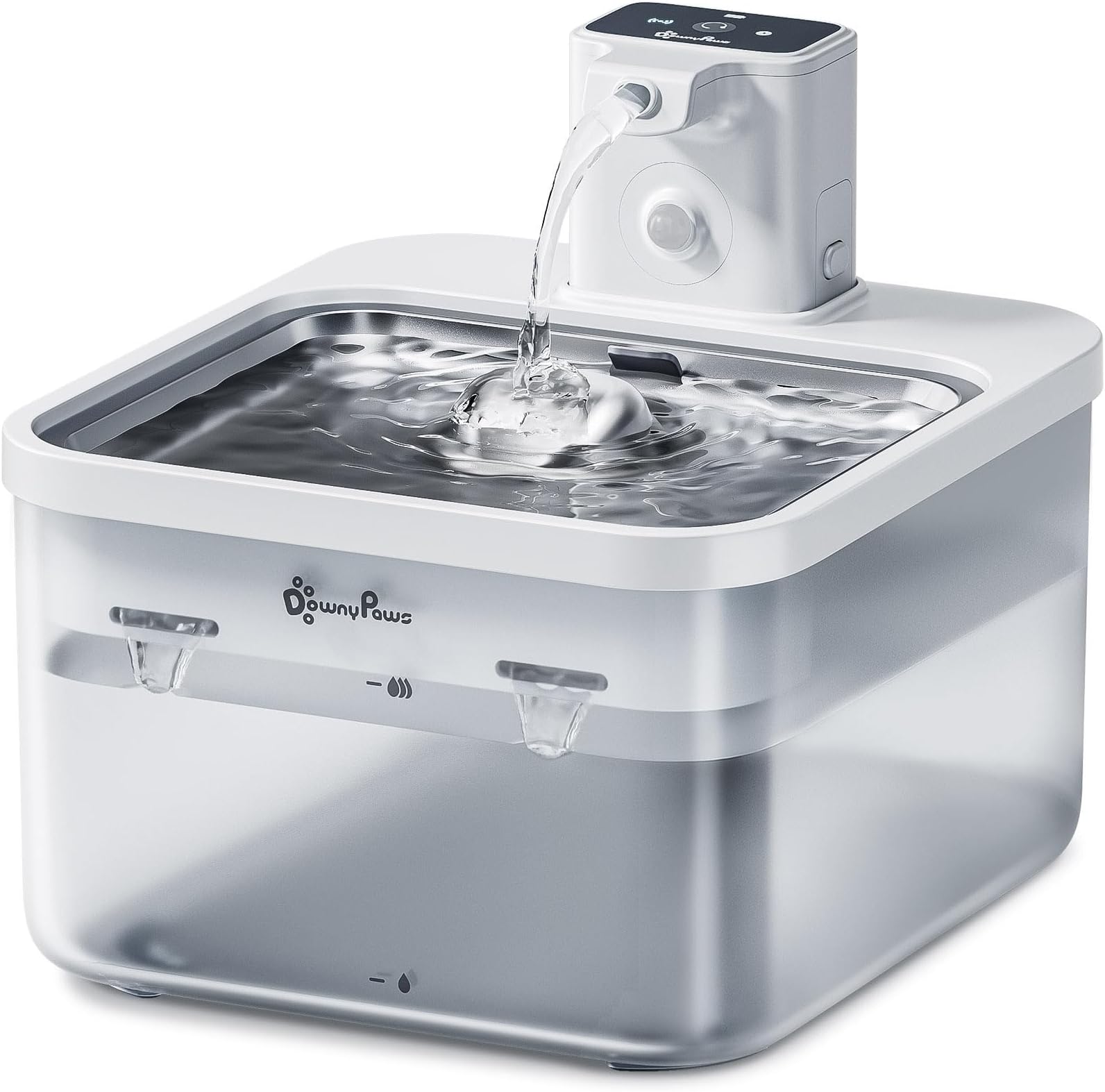 DownyPaws Battery Operated Cat Water Fountain Stainless Steel, 84oz/2 ...