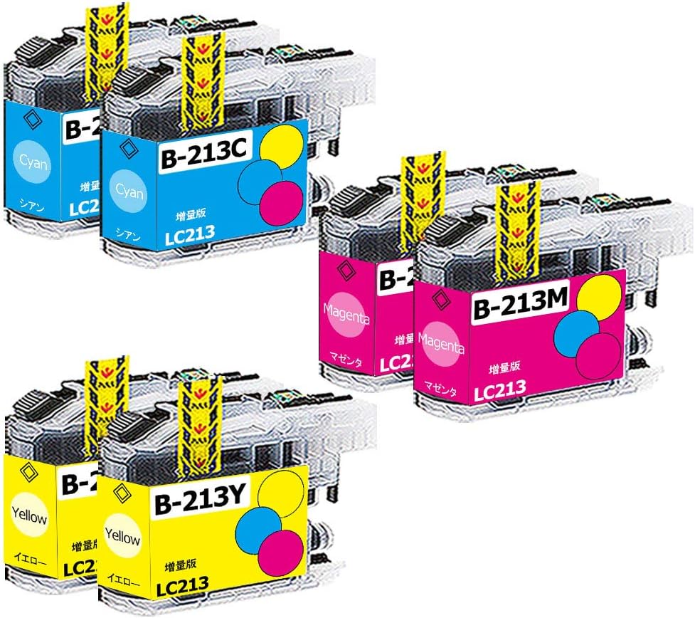 Amazon.co.jp: ブラザー用 LC213-4PK LC213（LC213C/LC213M/LC213Y）互換インクカートリッジ 3色6本セット 増量タイプ LC213対応機種:DCP ...
