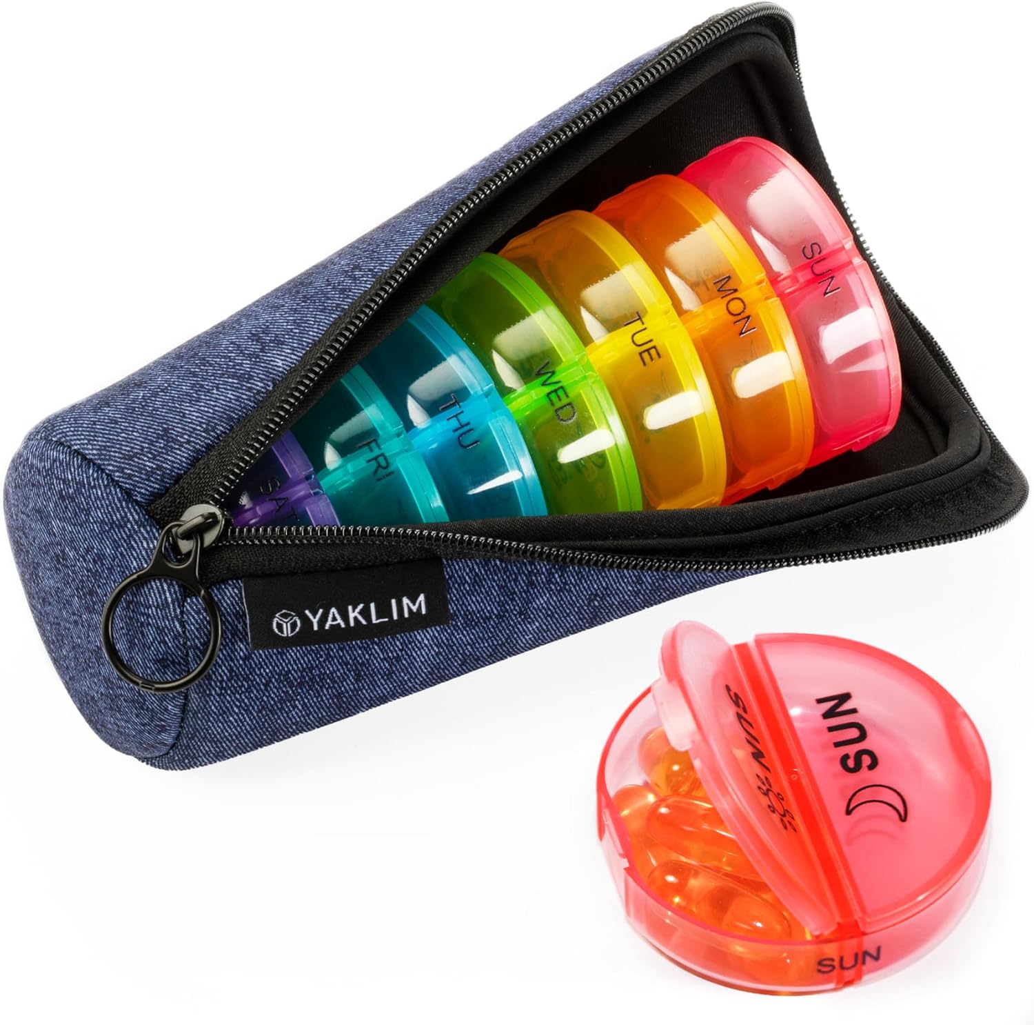 Amazon.com: Travel Pill Organizer 2 Times a Day, AM/PM Pill Containers ...