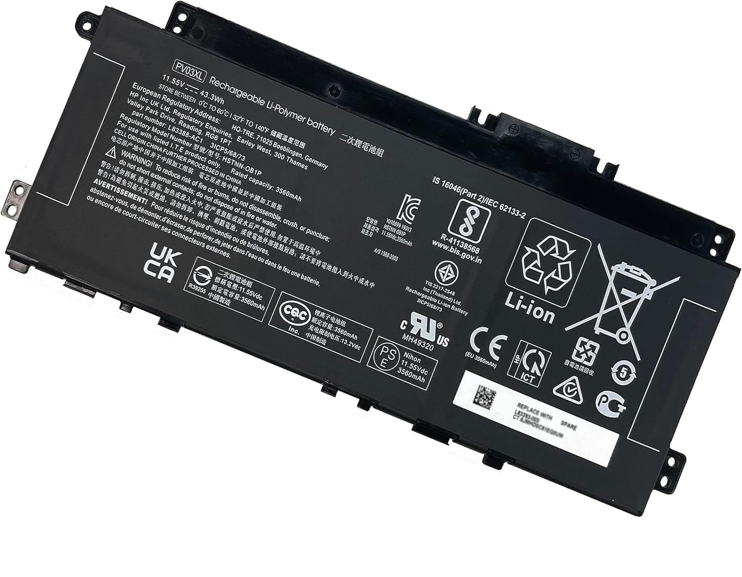 WISTAR PV03XL PP03XL Battery for HP Pavilion x360 14M-DW 14-DV 14-DW 13-BB 14-DK 15-EH Series ...