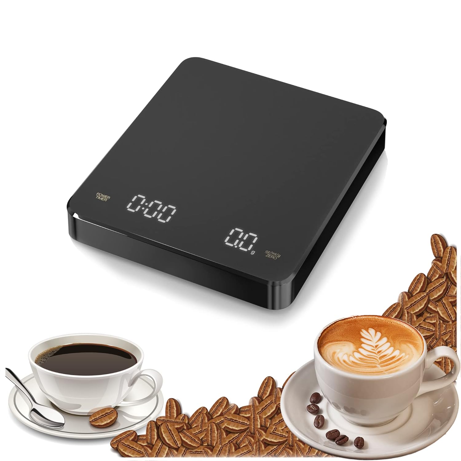 KASTWAVE Digital Coffee Scale, Rechargeable Pour-Over Coffee Scale with ...