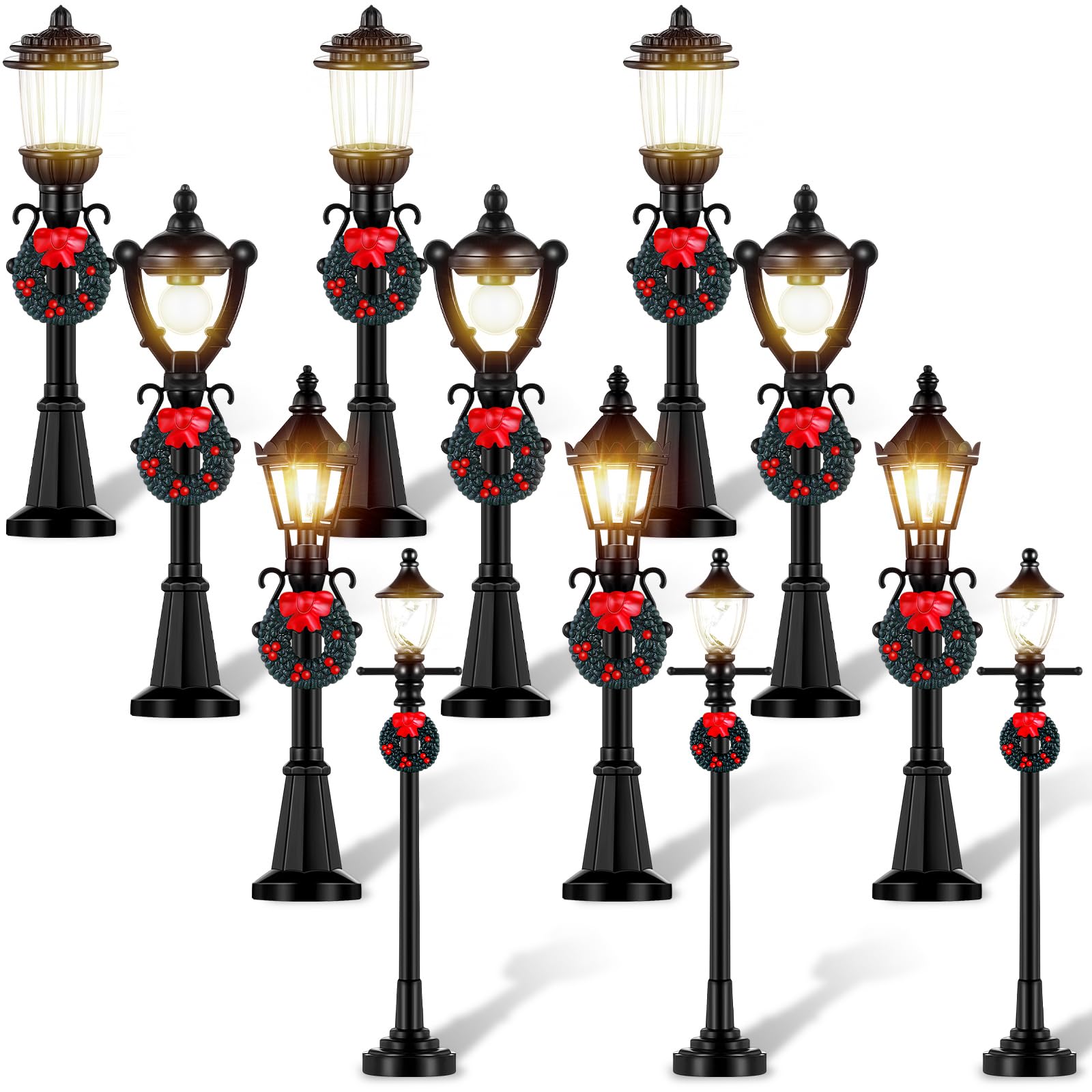 Amazon.com: VIHOSE 12 Pieces Christmas Lamp Post Village Accessories ...