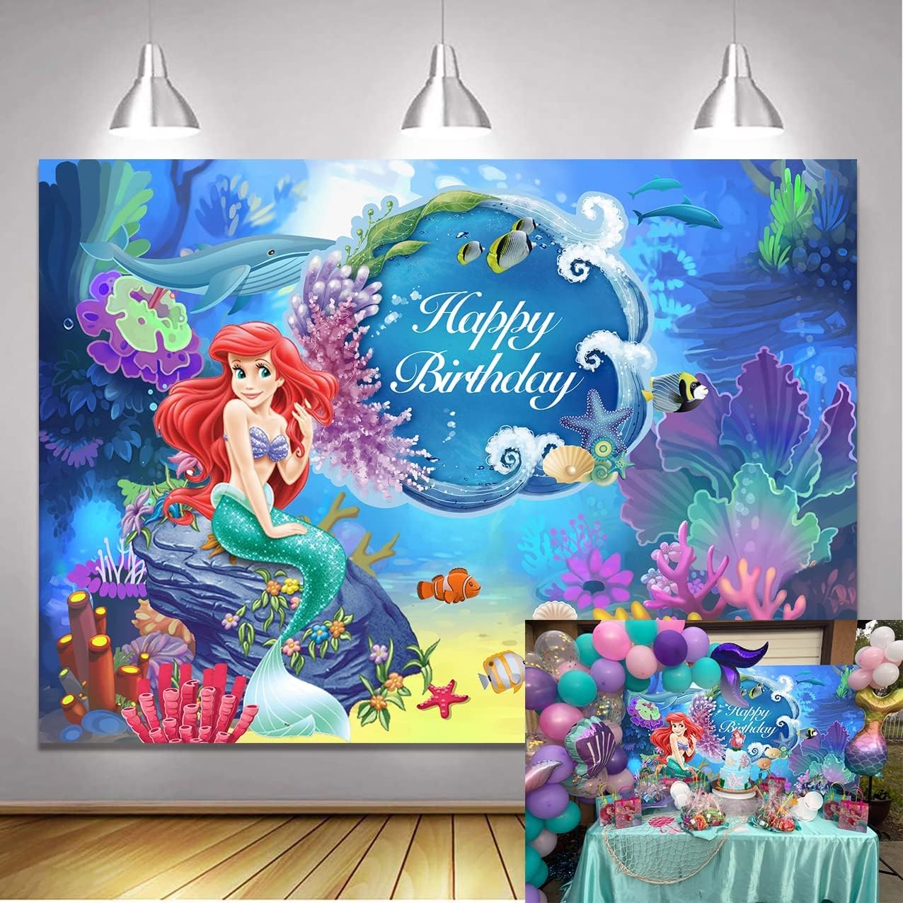 Amazon.com : Dost Mermaid Themed Backdrop Under The Sea Little Mermaid ...