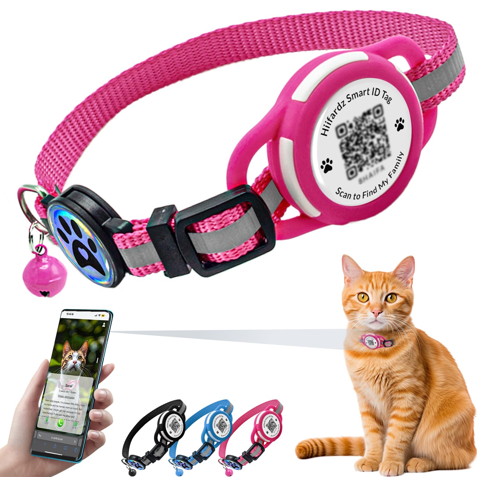 Pet Supplies : Airtag Cat Collar Breakaway, Reflective Kitten Collar ...