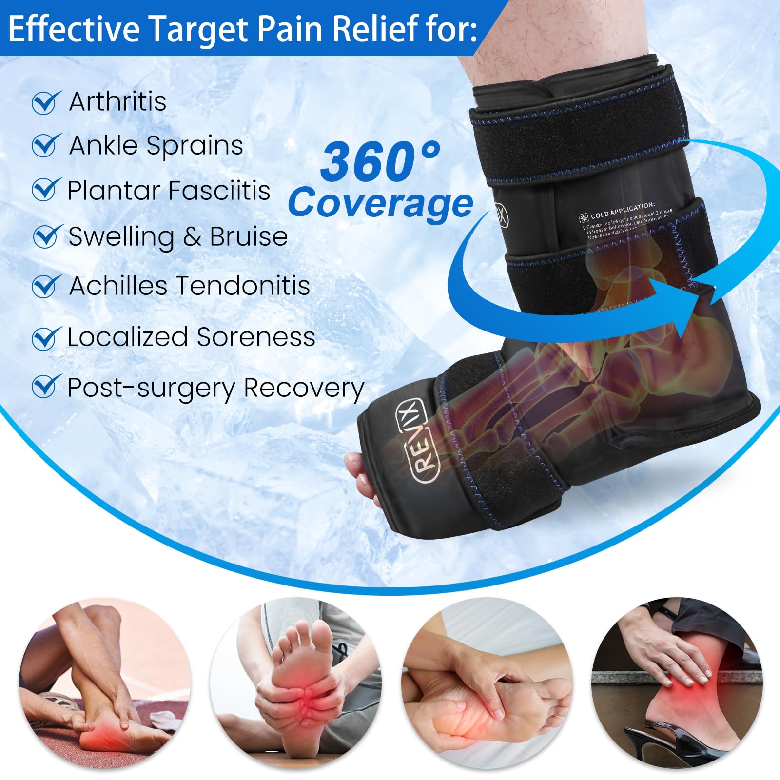 Snapklik.com : REVIX XL Ankle Ice Pack Wrap For Swelling And Cold Pack ...