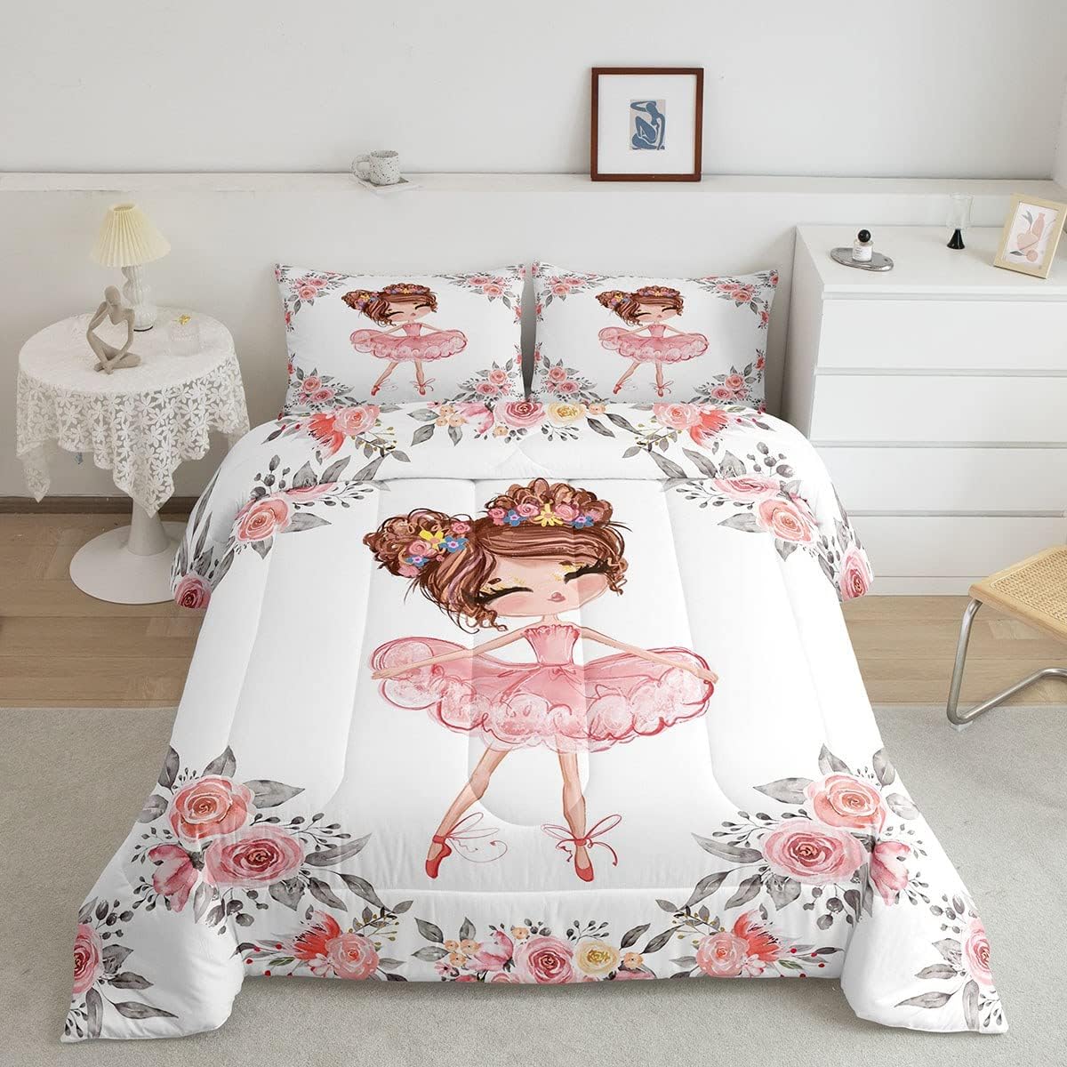 Amazon.com: Erosebridal Ballet Comforter Set Twin for Girls Kids ...