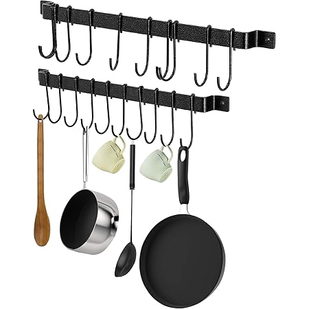 Craft Expertise Wall Mounted Pot Pan Racks, 25 Inches Saucepan Hanging ...