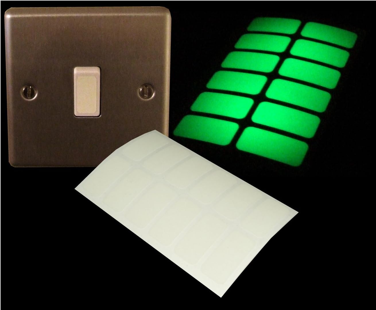 Essesea 12 GLOW IN THE DARK LIGHT SWITCH STICKERS Luminescent Night ...