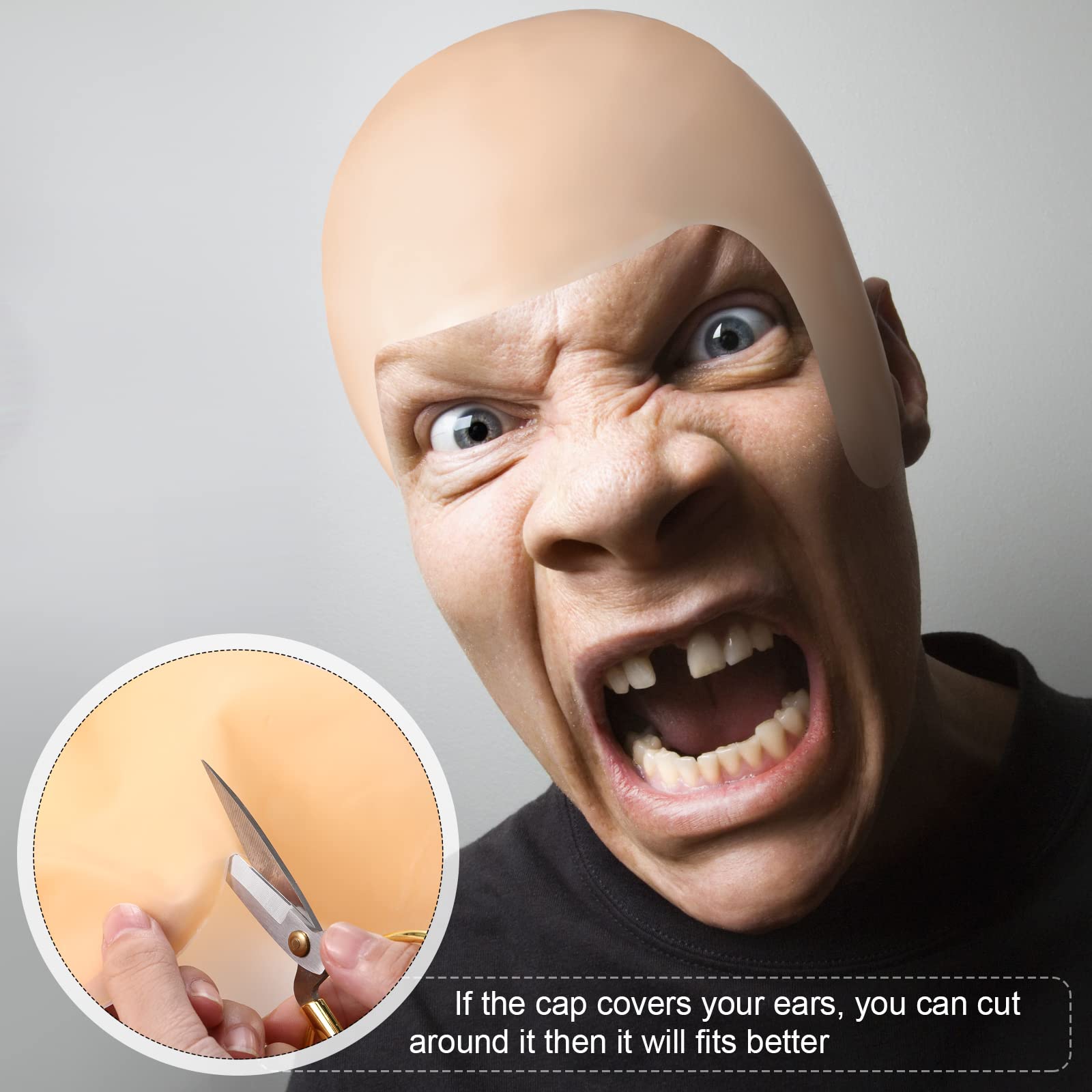 Snapklik.com : 24 Pieces Halloween Bald Caps Makeup Latex Bald Head Wig ...