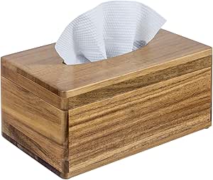 Amazon.com: MyGift Premium Acacia Solid Wood Rectangular Tissue Box ...