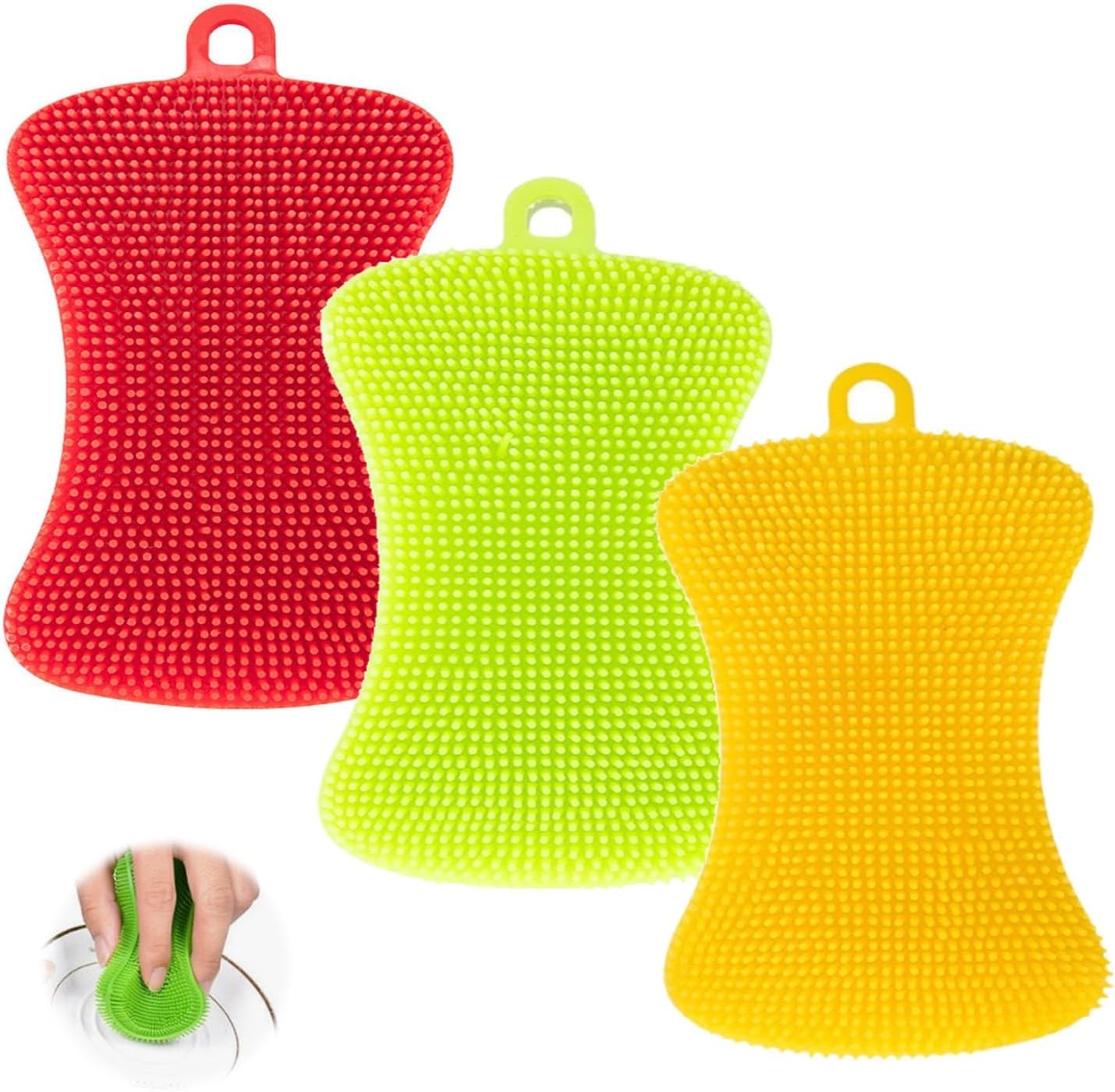 Silicone Dish Sponges 3Pack - Non-Scratch, Reusable Kitchen Scrubbers ...
