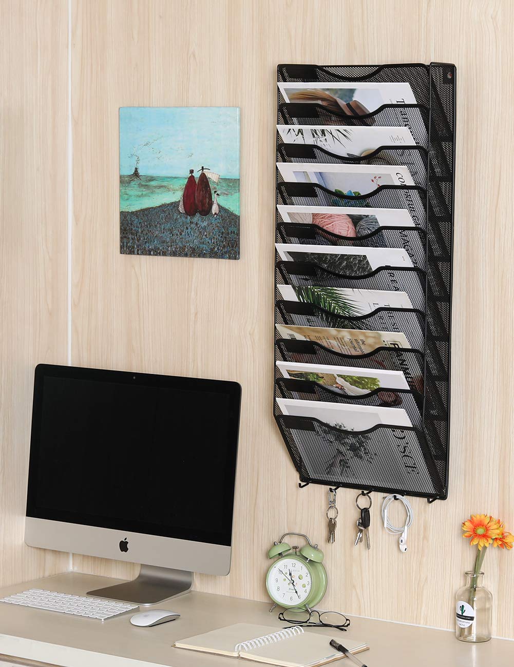 EasyPAG Hanging File Organizer 10 Vertical Pockets Mail Organizer Wall ...