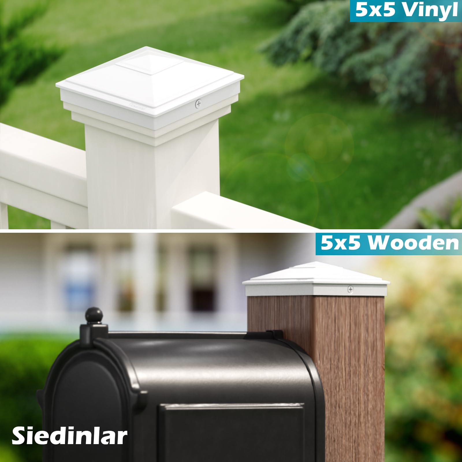Snapklik.com : SIEDiNLAR 5x5 Pyramid Post Caps Outdoor Waterproof 5X5 ...