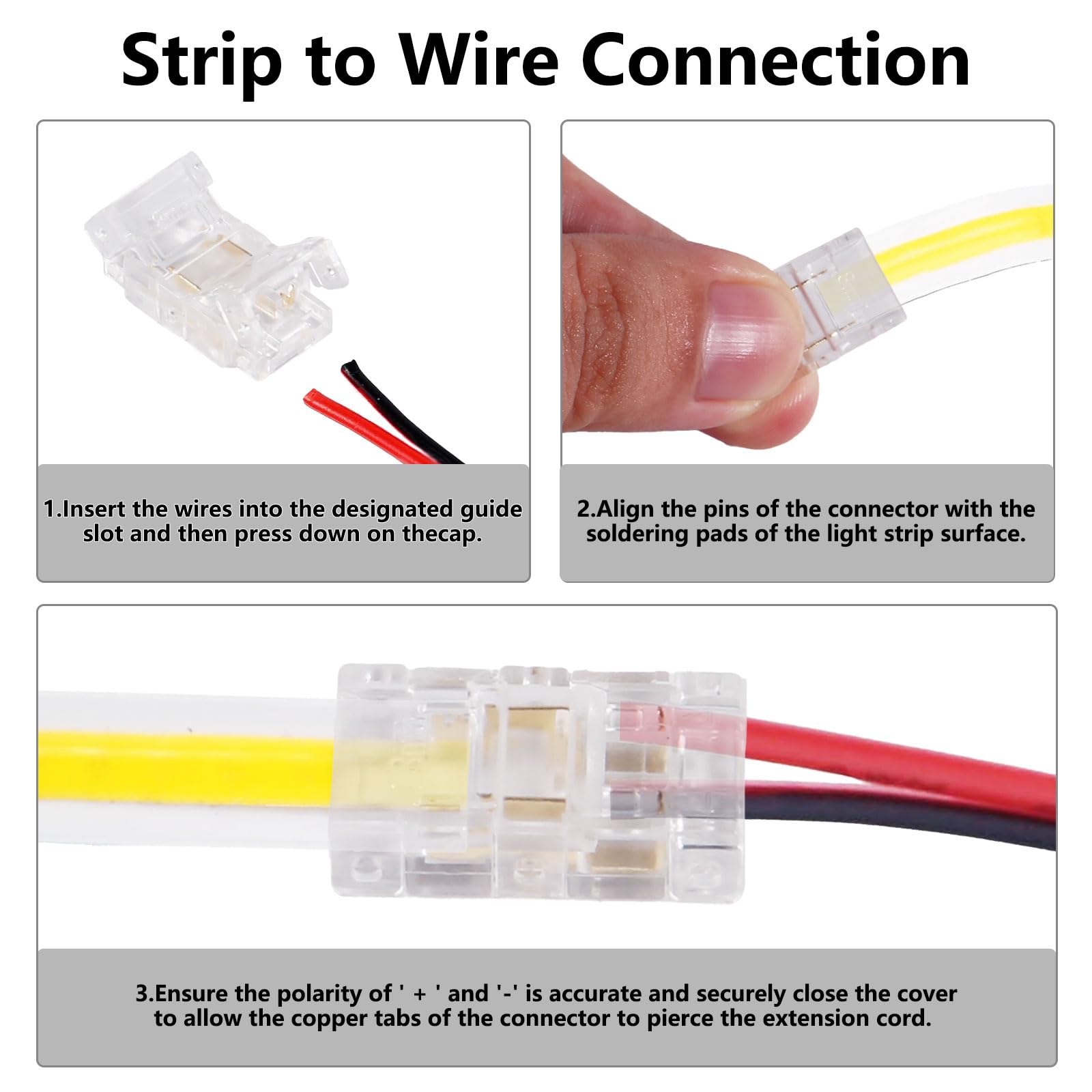 Snapklik.com : MELFIE 10PCS COB LED Strip To Wire Connectors, 2Pin 8mm ...