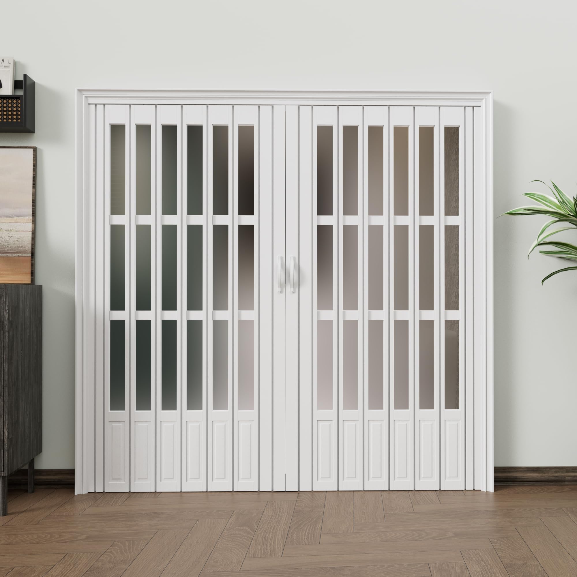 Enhanced Double-Layer Accordion Doors 72" x 80", with Upgraded Roller ...